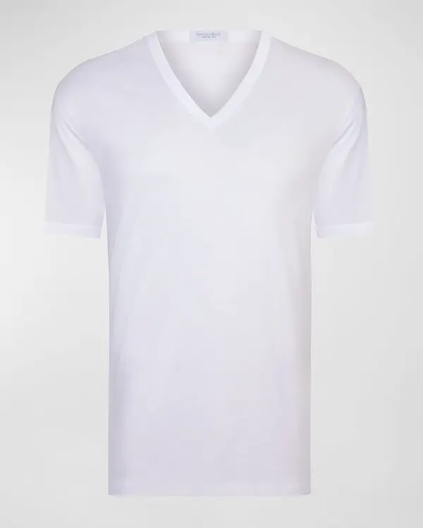 Stefano Ricci Solid Cotton V-neck T-shirt