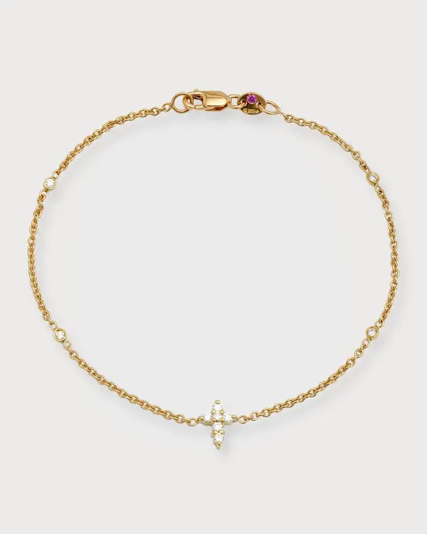 Roberto Coin Tiny Treasure Diamond Cross Bracelet - Yellow Gold