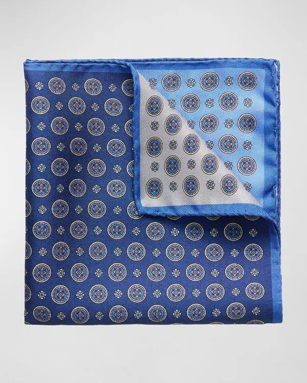 Eton Four-in-one Silk Pocket Square - Blue