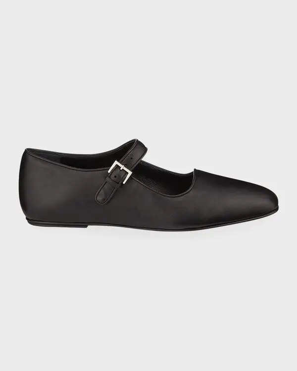 THE ROW Ava Mary Jane Ballerina Flats - Black