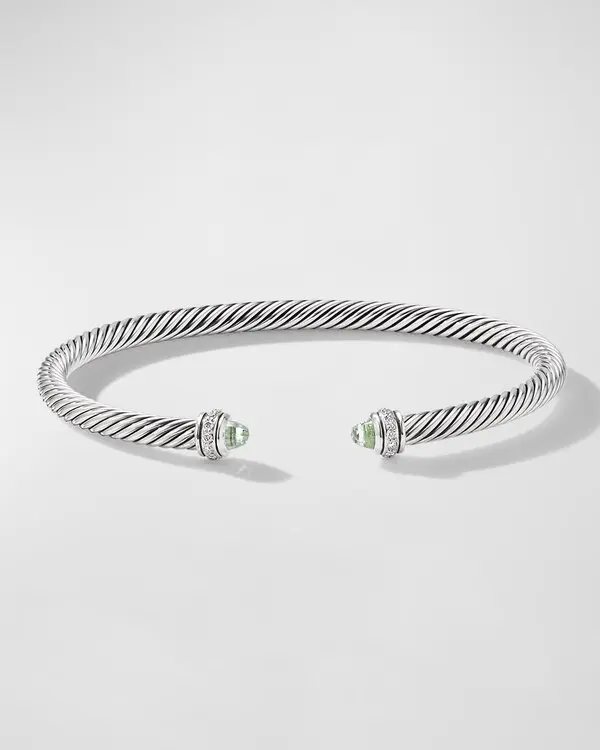 David Yurman Cable Bracelet With Gemstone And Diamonds - Prasiolite