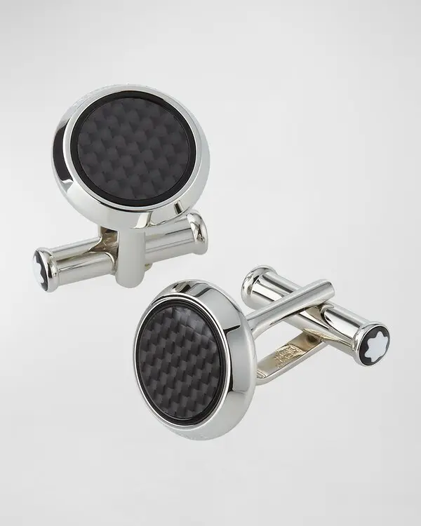 MONTBLANC Round Carbon Fiber Cufflinks - Black