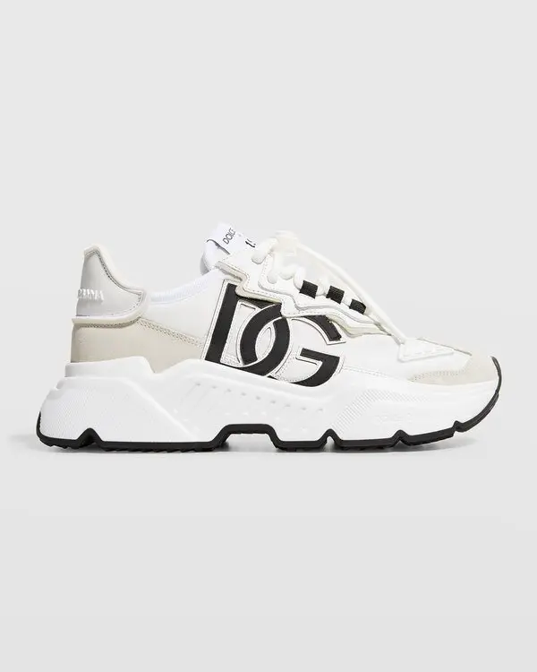 Dolce & Gabbana Daymaster Mixed Leather Sneakers - White