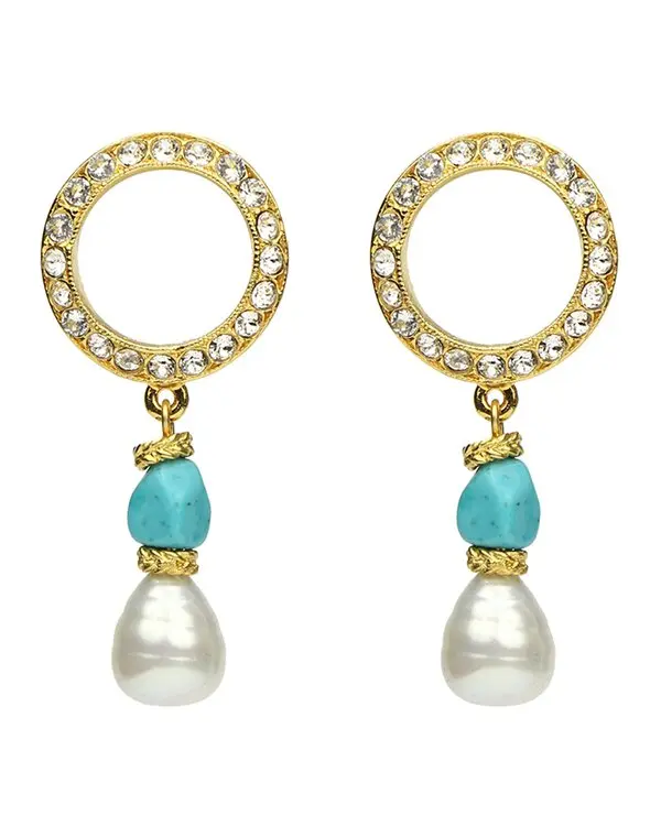 BEN-AMUN Pearly Turquoise-stone Dangle Earrings