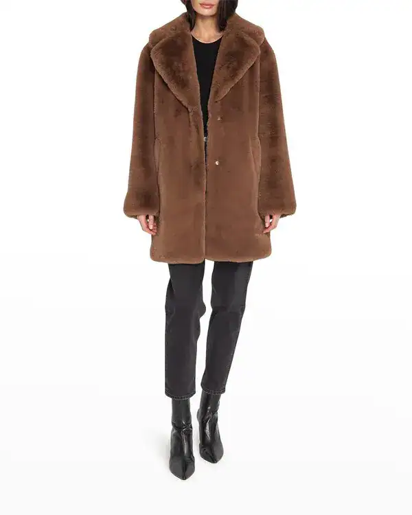 Lamarque Linnea Oversized Faux-Fur Jacket In Mink Brown 51% Off