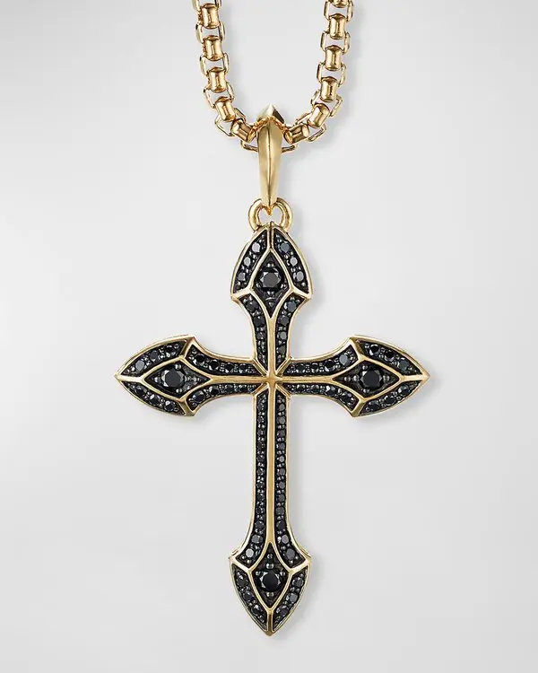 David Yurman Gothic Cross Pendant With Diamonds In 18k Gold