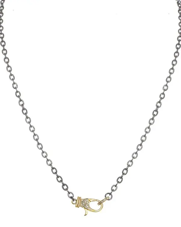 Margo Morrison Rhodium-plated Chain Necklace With Diamond Clasp - Silver