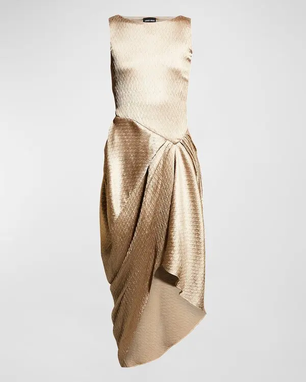 Giorgio Armani Draped Textured Satin Midi Dress