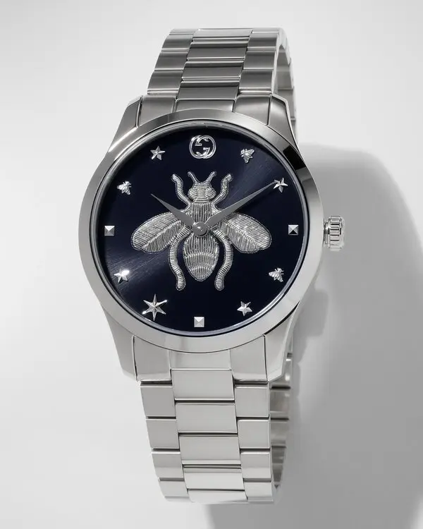 Gucci 38mm G-timeless Bee Watch With 3-link Bracelet