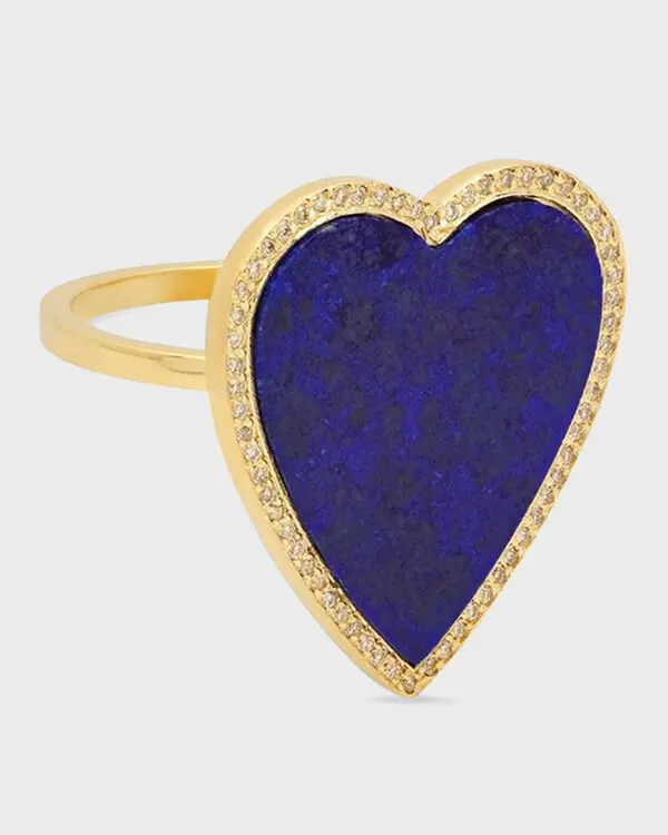 JENNIFER MEYER 18k Gold Heart Ring - Lapis