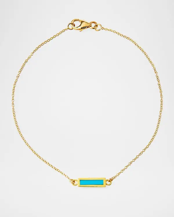 JENNIFER MEYER 18k Yellow Gold Inlay Bar Bracelet - Turquoise