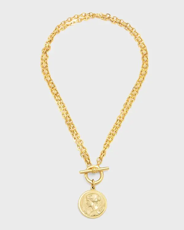 BEN-AMUN Plated Chain Necklace With Coin Pendant