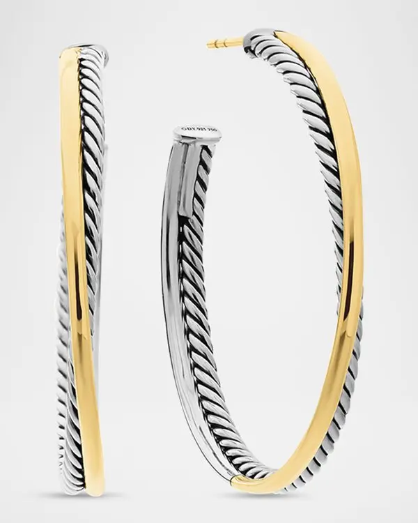 David Yurman Dy Crossover Extra-large Hoop Earrings - Two Tone