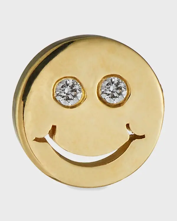SYDNEY EVAN 14k Yellow Diamond Happy Face Stud Earring - Gold