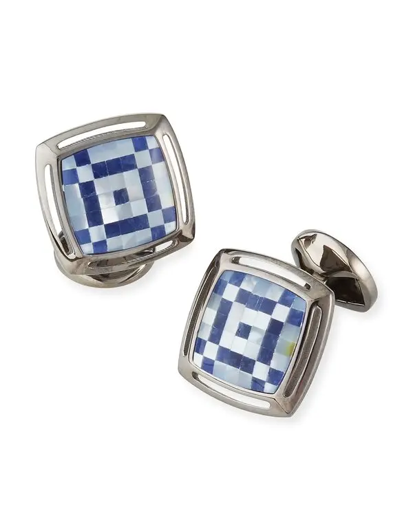 Tateossian Art Deco Mother-of-pearl Sodalite Mosaic Cufflinks