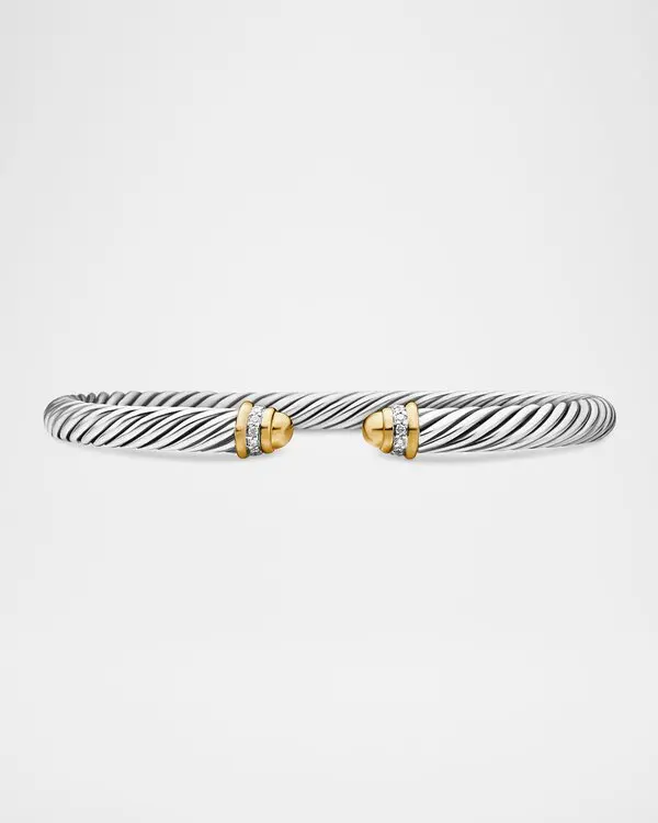 David Yurman Cable Classics Bracelet With Diamonds - Yellow & White