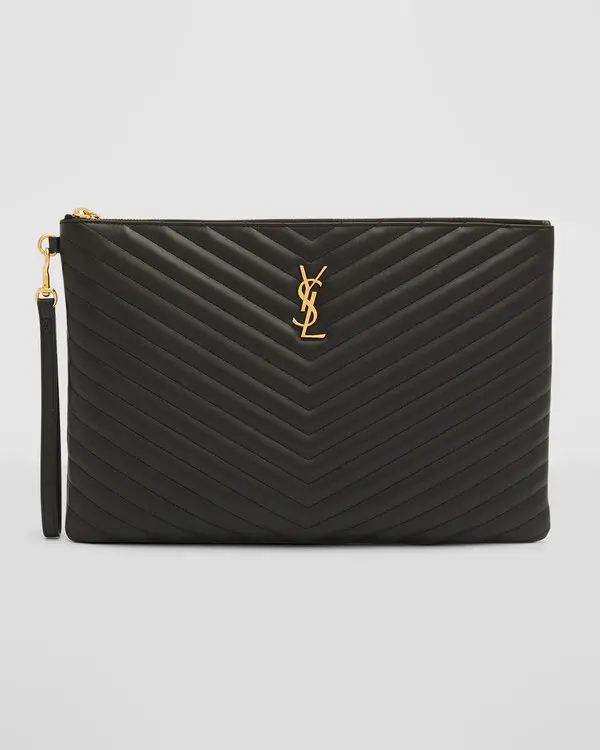 Saint Laurent Monogram Large Pouch - Black