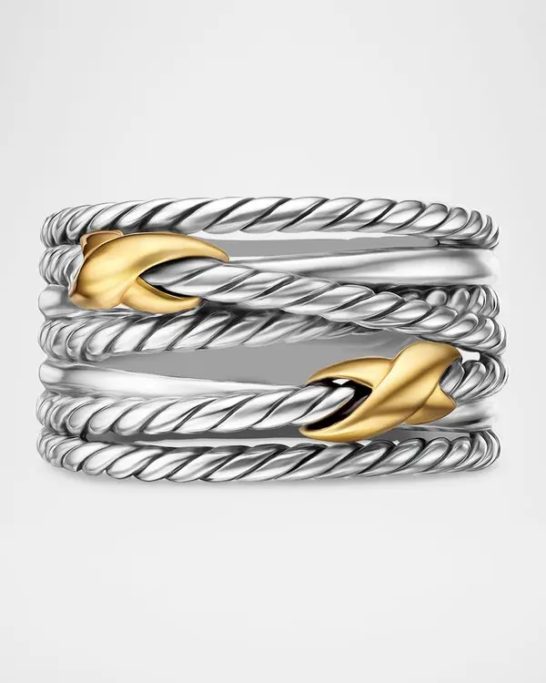 David Yurman Double X Crossover Ring, 13mm - Silver & Gold