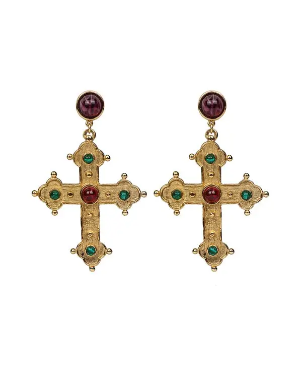 BEN-AMUN Cross Drop Earrings