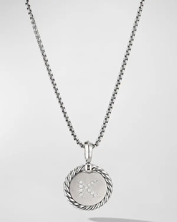 David Yurman Initial Cable Collectibles Charm Necklace - Silver