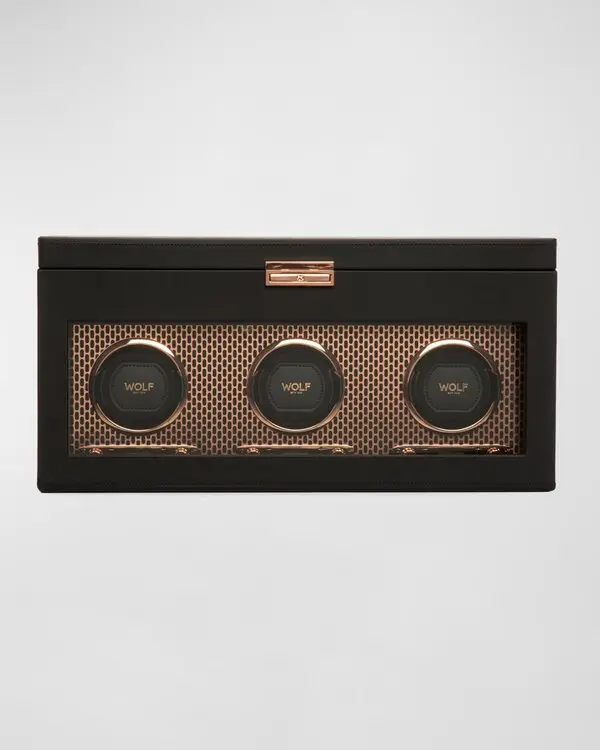 Wolf Axis Triple Watch Winder With Storage - Copper