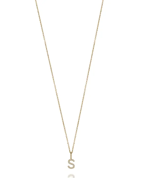 Sarah Chloe Mini Amelia Diamond Initial Pendant Necklace - Gold