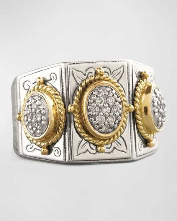 Konstantino Three-stone Pave Ring