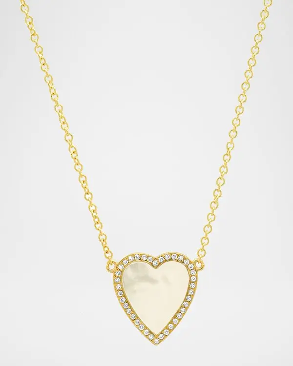 JENNIFER MEYER Mini Inlay Heart Diamond Necklace - Mother Of Pearl