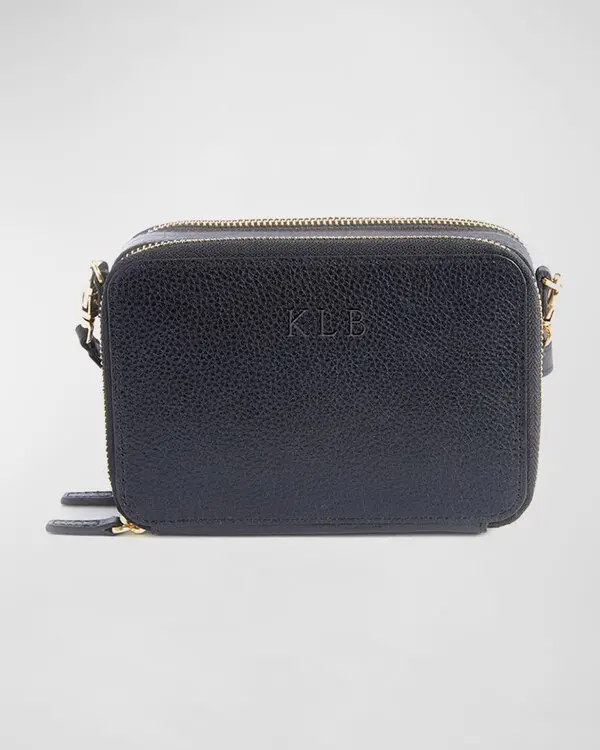 ROYCE NEW YORK Monogrammed Leather Camera Bag - Black