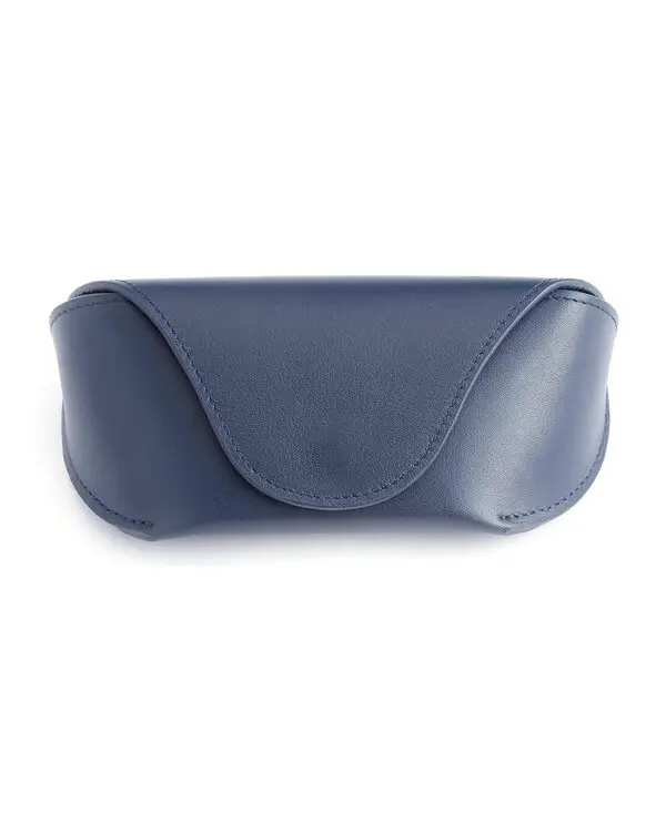ROYCE NEW YORK Monogrammed Leather Sunglasses Carrying Case - Navy Blue