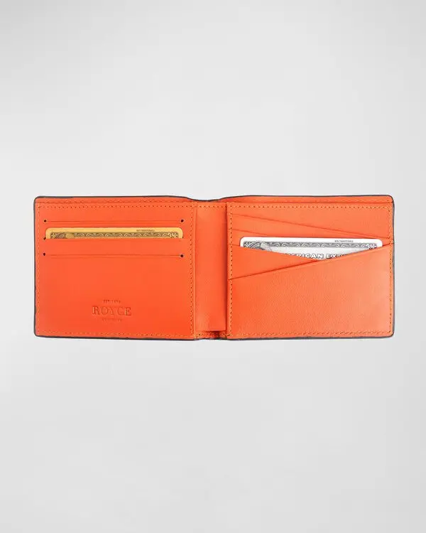 ROYCE NEW YORK Rfid Blocking Bifold Wallet - Navy Blue And Orange