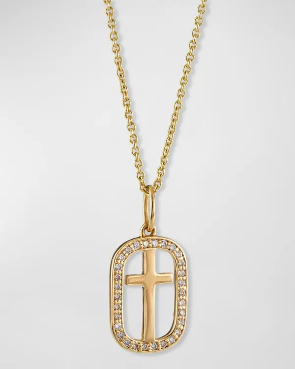 SYDNEY EVAN 14k Yellow Gold Diamond Cross Charm Necklace
