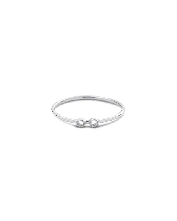 Coomi 18k Gold Two-diamond Stack Ring - White