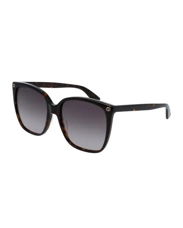 Gucci Square Sunglasses With Interlocking G Detail - Havana
