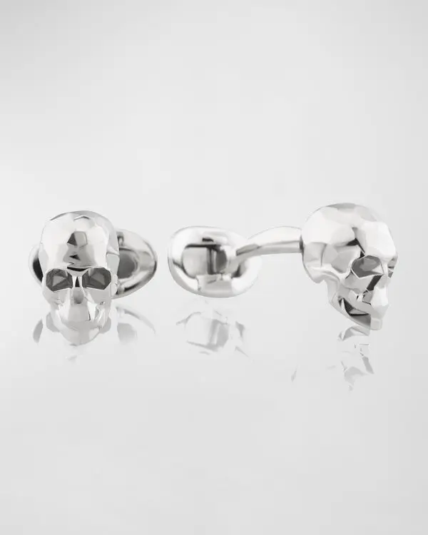 FILS UNIQUE Poor Yorick Faceted Skull Cufflinks - Silver