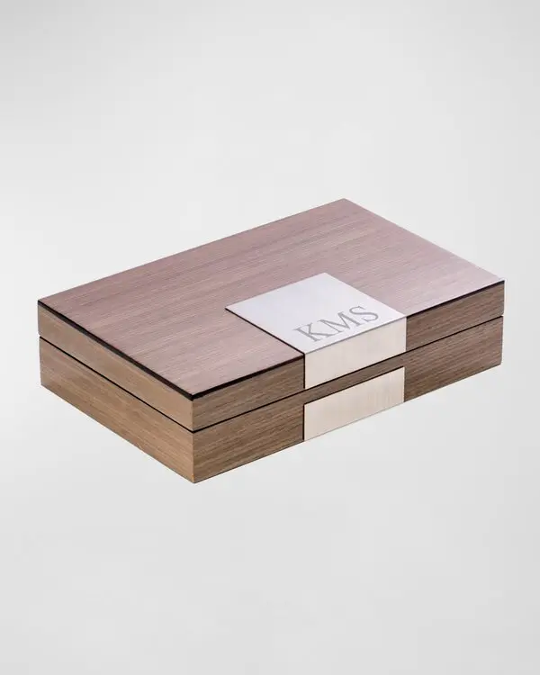 BEY-BERK Personalized Wooden Valet Box - Grey