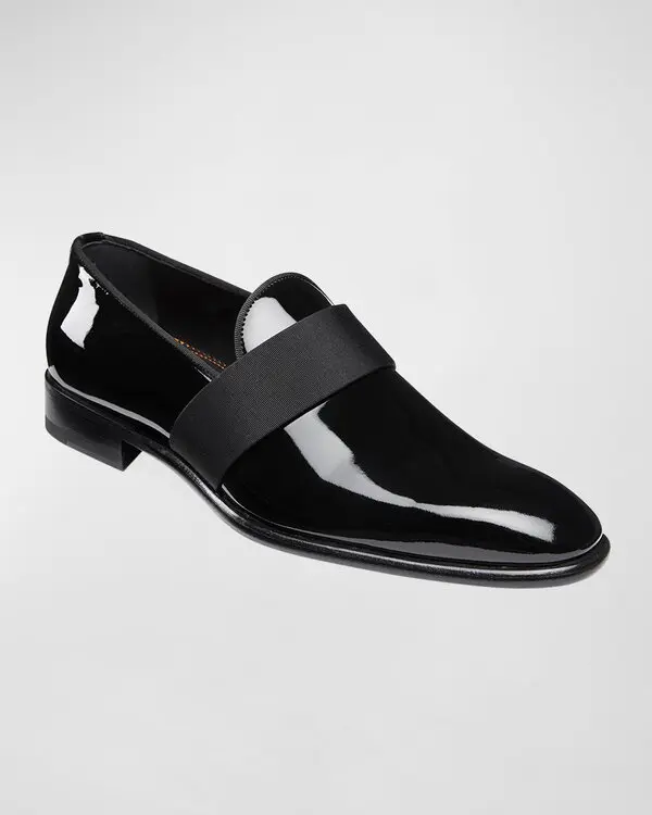 Santoni Isomer Patent Leather Slip-on Loafers - Black