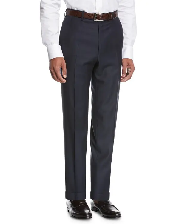 Brioni Wool Flat-front Trousers