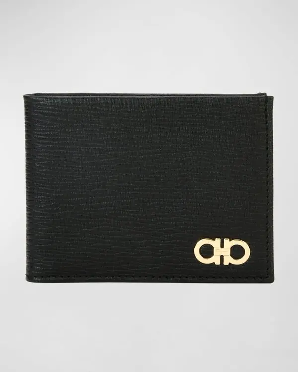 FERRAGAMO Revival Gancini Bi-fold Leather Wallet With Window - Black
