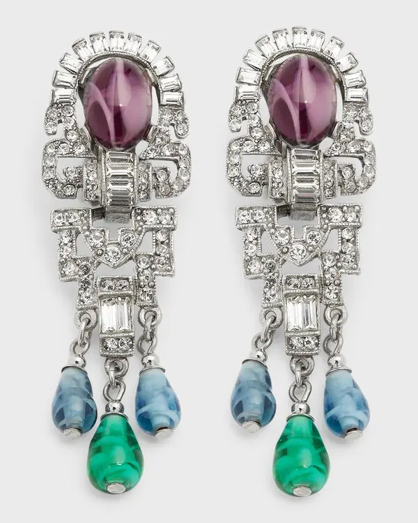 BEN-AMUN Crystal Drop Clip-on Earrings