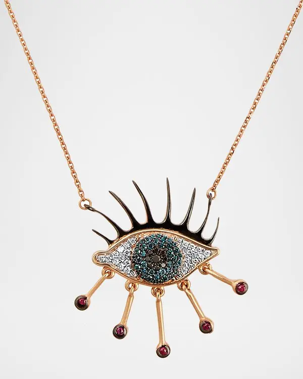 BEE GODDESS Eye Light Diamond And Ruby Pendant Necklace