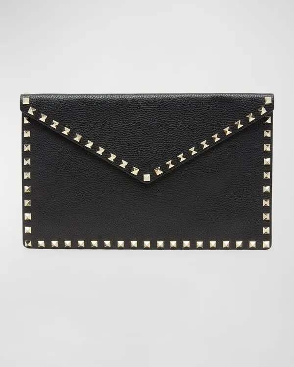 Valentino Garavani Rockstud Large Envelope Clutch - Black
