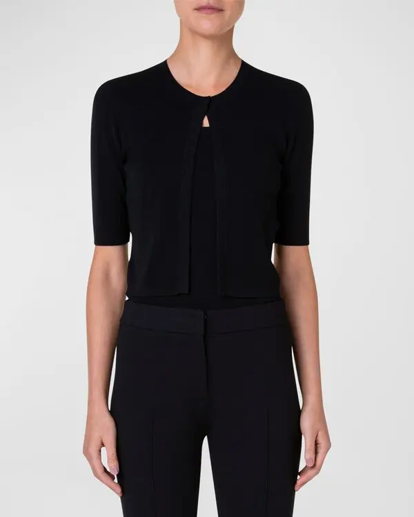 Akris Knit Half-sleeve Cardigan - Black