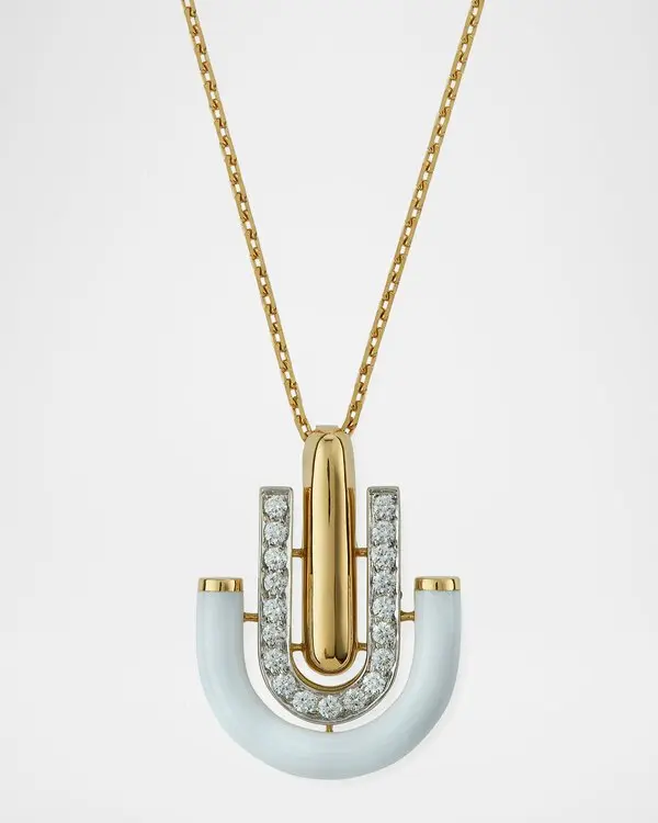David Webb Enamel And Diamond Unity Pendant Necklace