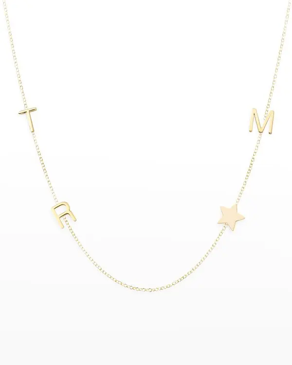 Maya Brenner Designs Personalized Mini Three-letter & Star Pendant Necklace - Gold