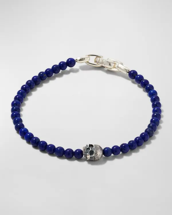 David Yurman Sterling Silver Skull Station Bracelet