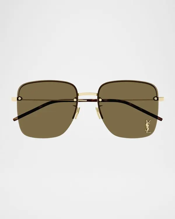 Saint Laurent Rimless Square Sunglasses - Shiny Light Gold/black