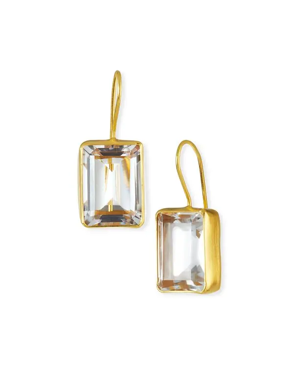 DINA MACKNEY Emerald-cut Quartz Drop Earrings