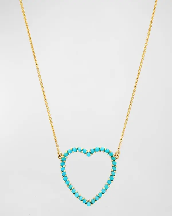 JENNIFER MEYER Large Open Heart Necklace - Turquoise