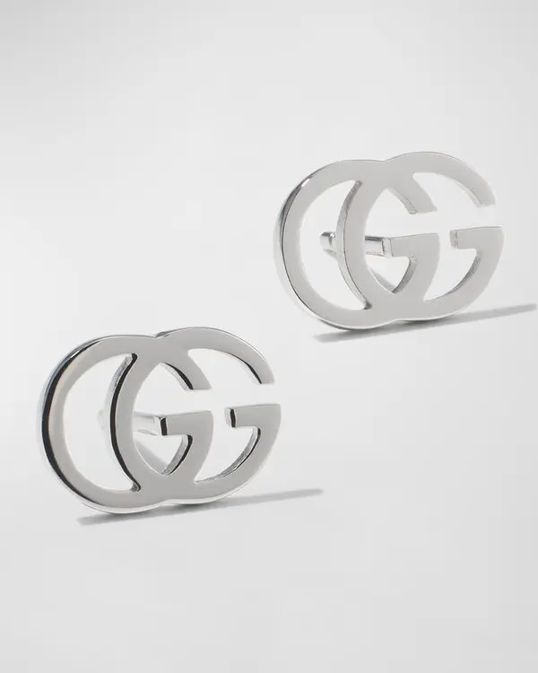 Gucci 18k Gold Running G Stud Earrings - White Gold